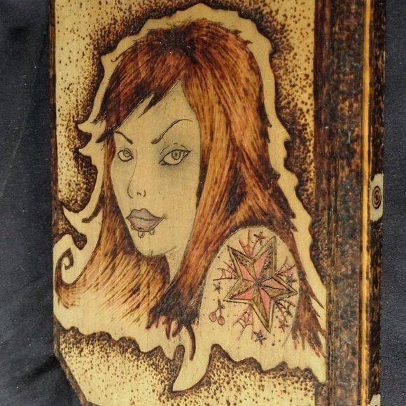 Hand Crafted | Wall Decor | Goth Girl Wood Pyrography Art | Poshmark